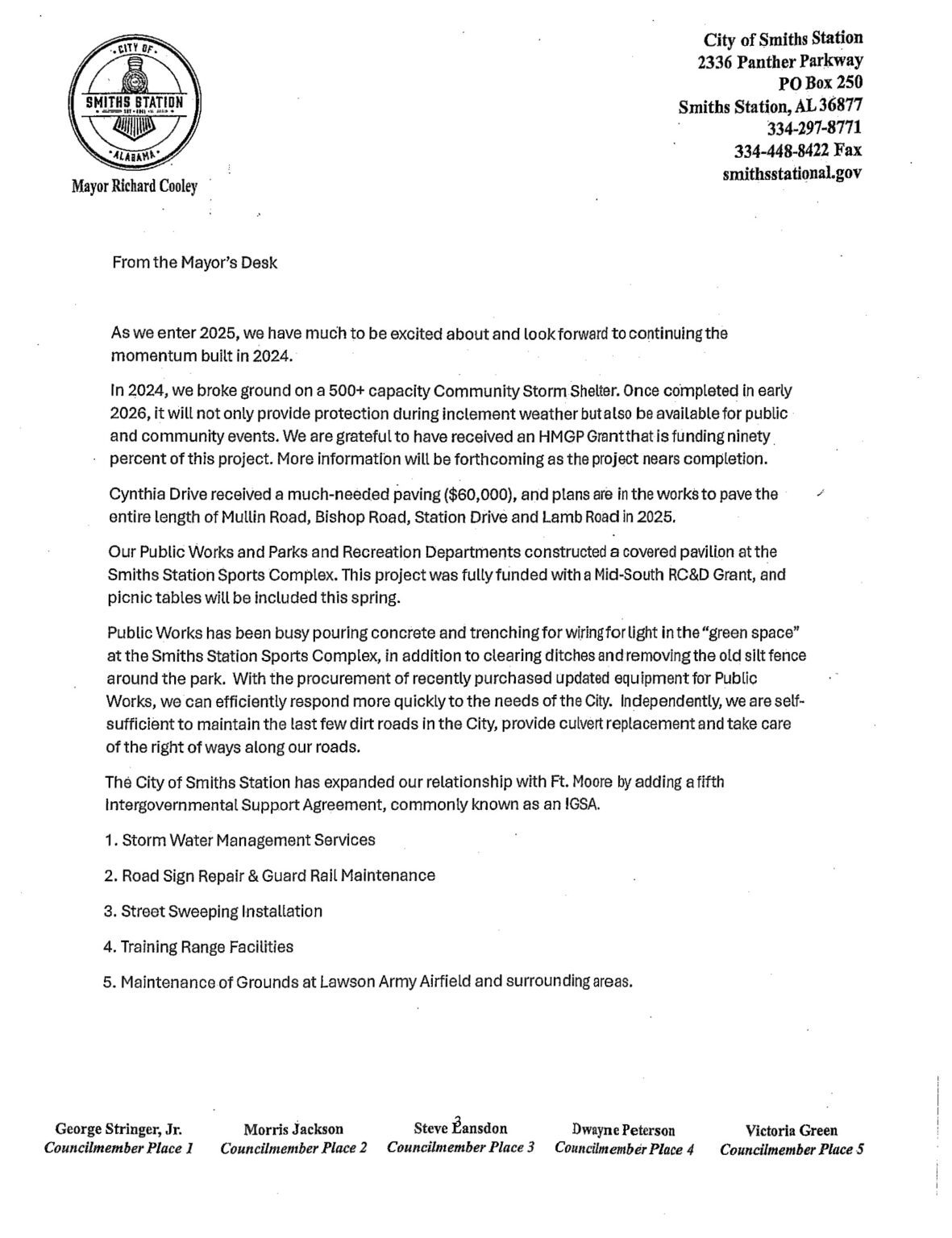 The Mayors Desk - City of Smiths Station AL